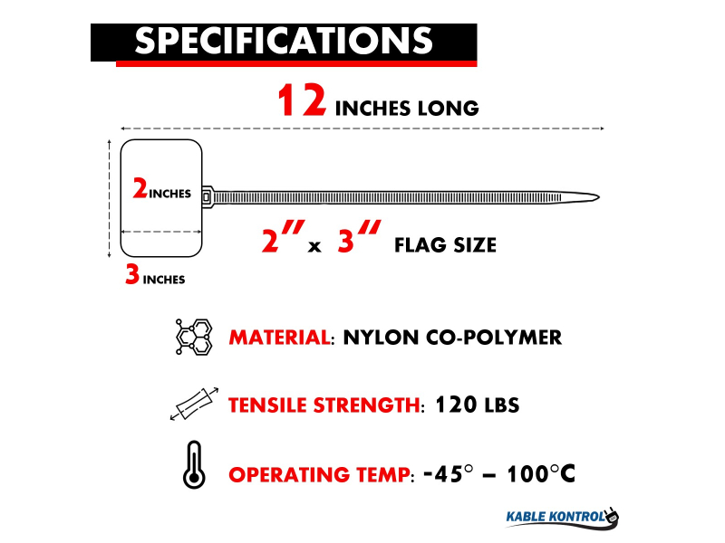 Kable Kontrol® Large ID Flag Cable Zip Ties