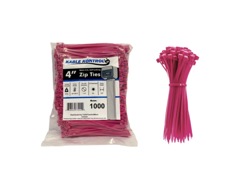 Fluorescent Pink Zip Ties & Cable Ties | Wire Ties - Kable Kontrol®