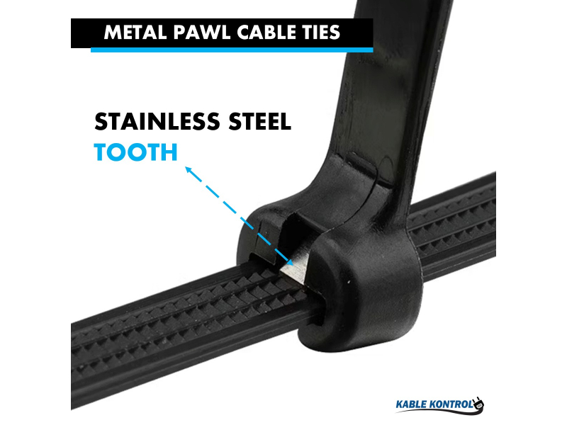 Metal Pawl Cable Zip Ties | Metal Tooth Locking Mechanism | Kable Kontrol®