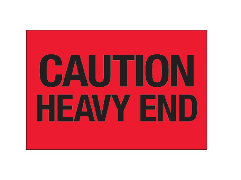 Caution - Heavy End Fluorescent Red Labels