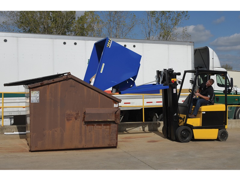 Vestil® Steel Self-Dumping Hoppers with Bumper Release - D Style - Blue