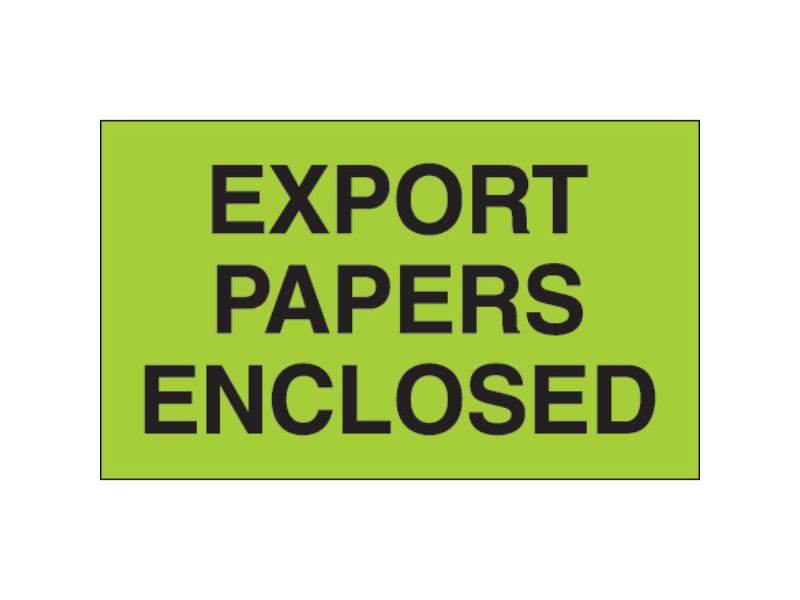 Export Papers Enclosed Fluorescent Green Labels