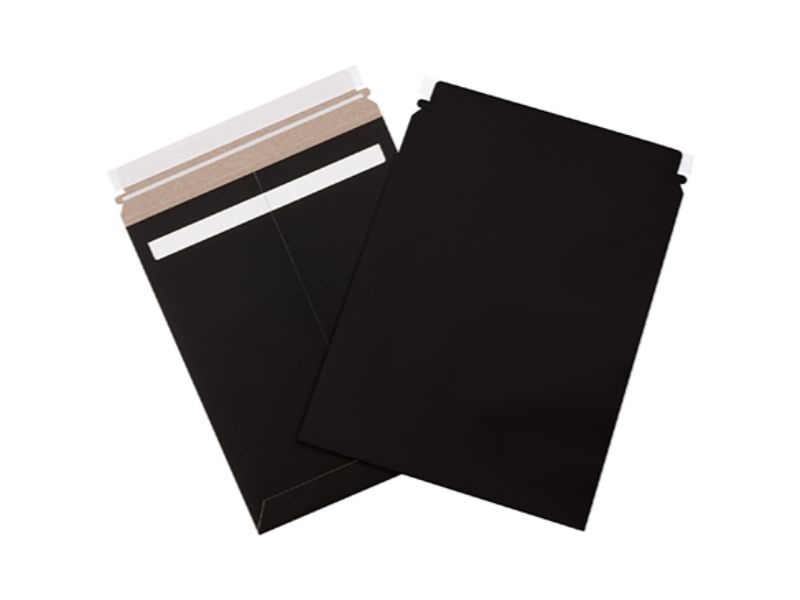 Stayflats® Black Flat Envelope Mailers - Self Seal