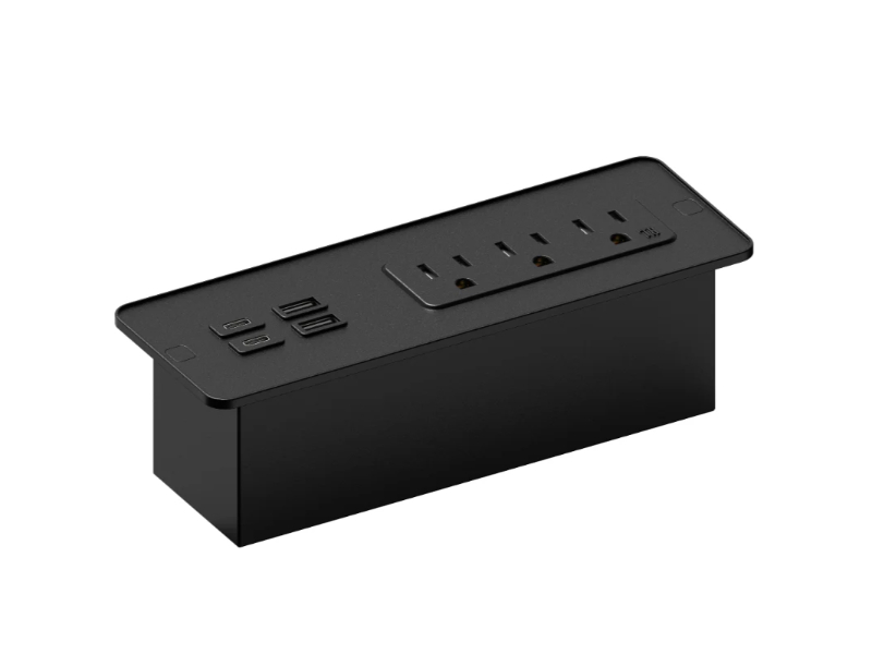 Flush Mount Desktop & Bedside Power Strip Outlet with USB C Port