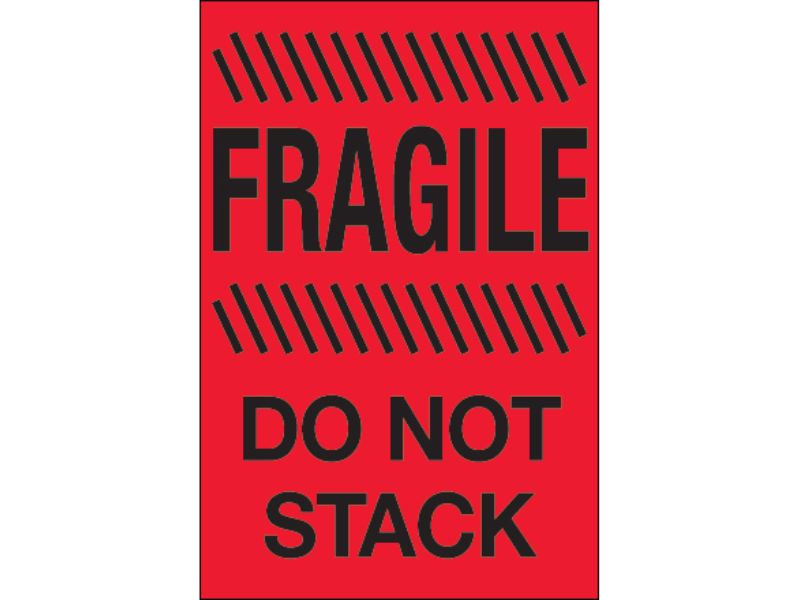 Fragile - Do Not Stack Fluorescent Red Labels
