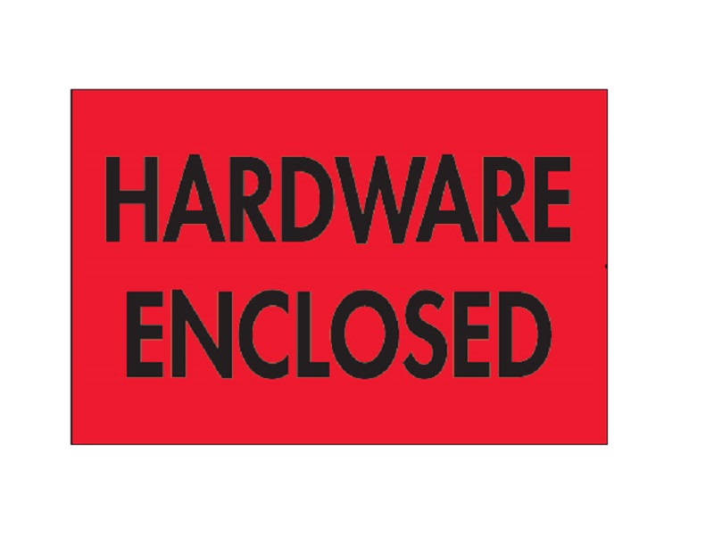 "Hardware Enclosed" Fluorescent Red Labels