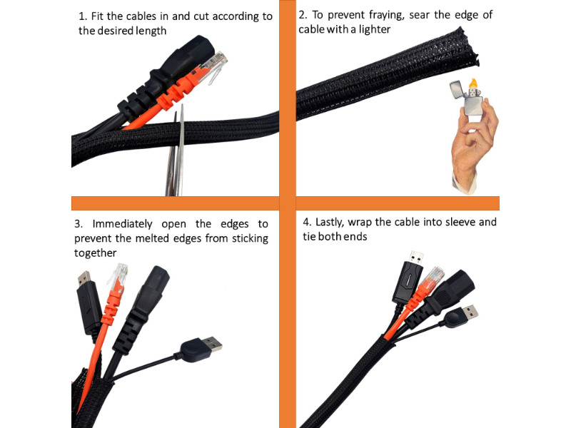 Side Entry Wrap Around Braided Sleeving | Flexible Cable Sleeve