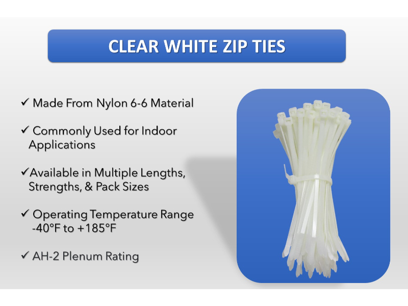 Kable Kontrol® Natural White Nylon Cable Ties | Clear Zip Ties - 4" to 60"