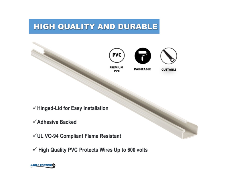 Kable Kontrol® Hinged Lid Cable Raceway | Wall Cord Covers