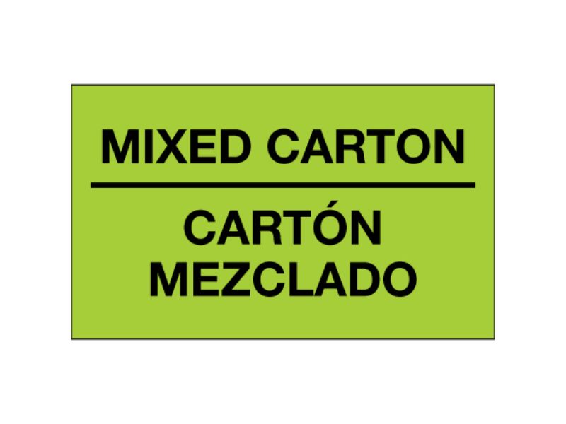 Mixed Carton - Carton Mezclado Fluorescent Green Bilingual Labels