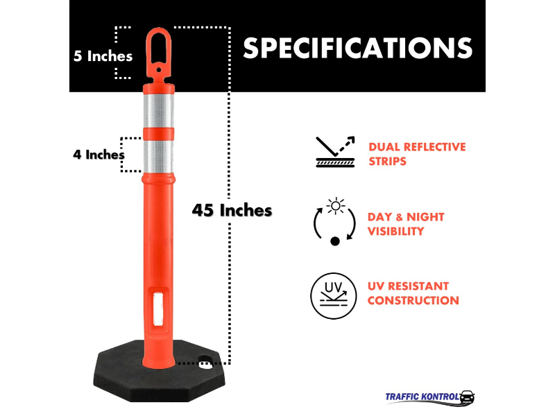Traffic Kontrol Orange Traffic Delineator Posts Kit