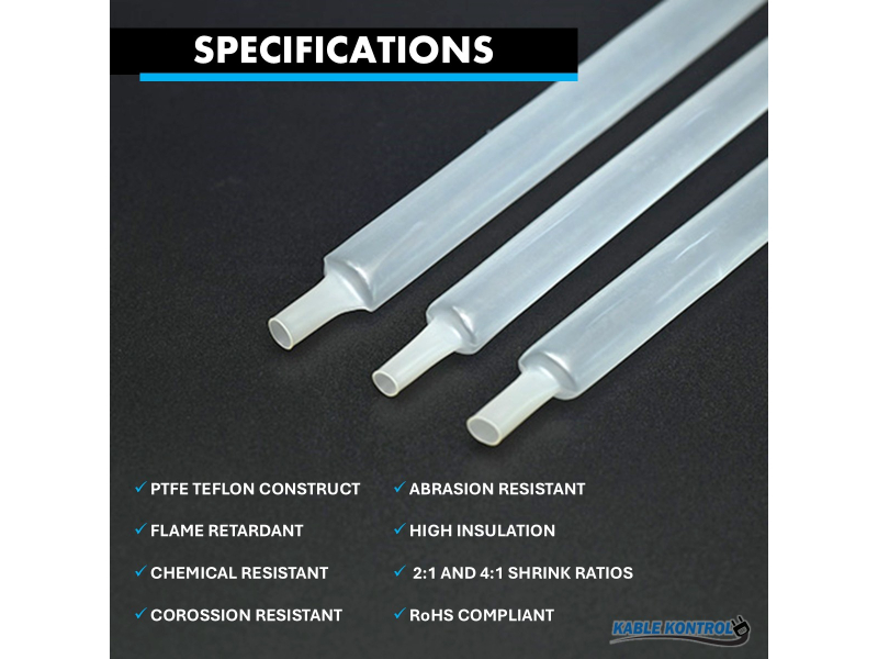 PTFE Teflon Heat Shrink Tubing 2:1