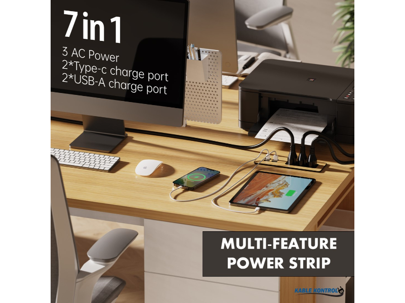 Flush Mount Desktop & Bedside Power Strip Outlet with USB C Port