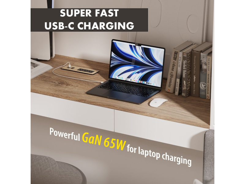 Flush Mount Desktop & Bedside Power Strip Outlet with USB C Port