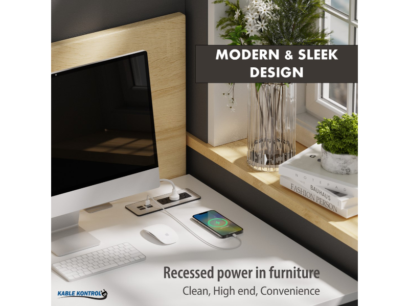 Flush Mount Desktop & Bedside Power Strip Outlet with USB C Port