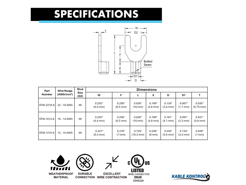 Spade Connector - Electrical Wire Terminal - Male - Non Insulated