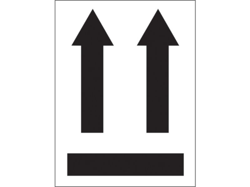 Two up arrows over black bar Labels