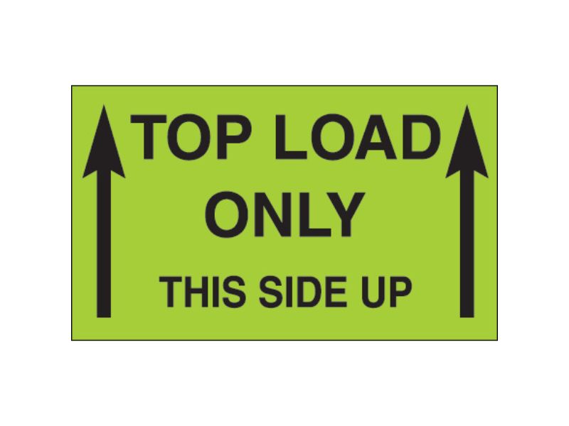 Top Load Only - This Side Up Fluorescent Green Labels