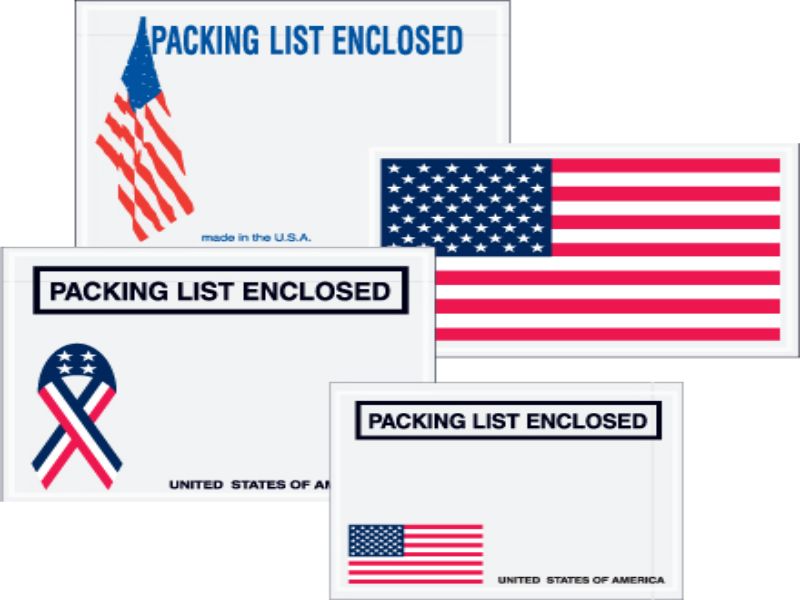 Made In USA Packing List Envelopes