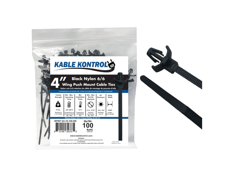 Push Mount Wing Cable Zip Ties | Weatherproof Cable Ties | Kable Kontrol®