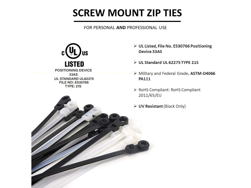 Screw Mount Cable Ties | Zip Ties With Screw Hole | Mounted Head Zip ...